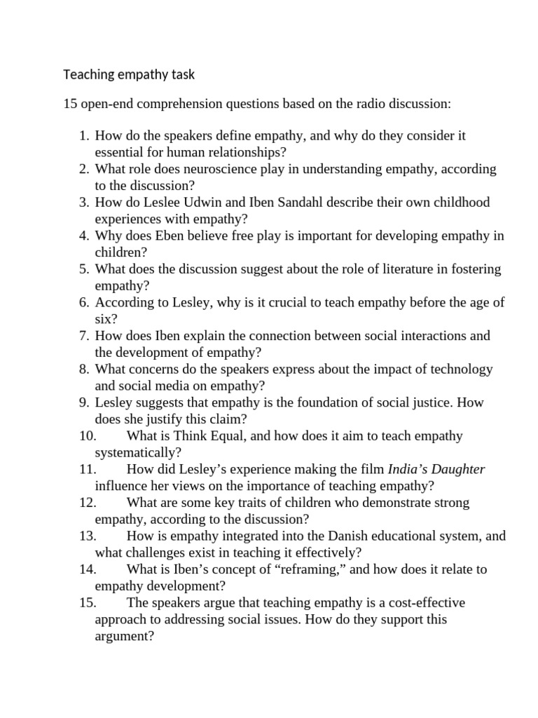 Teaching Empathy in Education | PDF