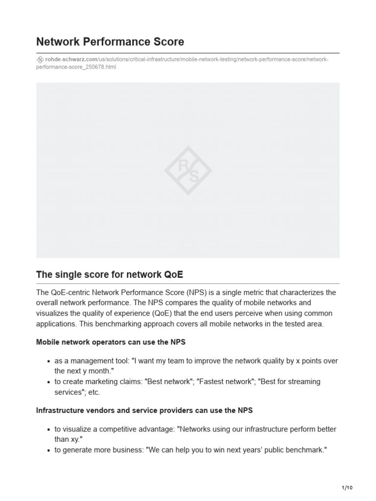 QoE-Centric Network Performance Score | PDF | Benchmarking | Methodology