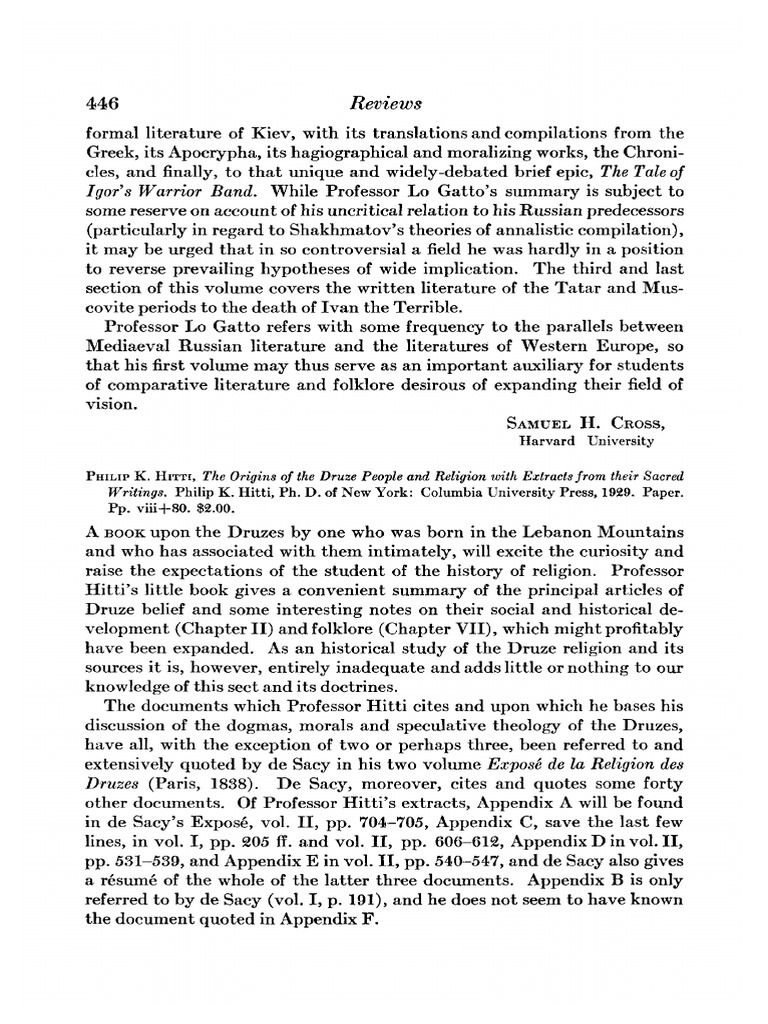 The Origins of the Druze People and Religion with Extracts from their ...