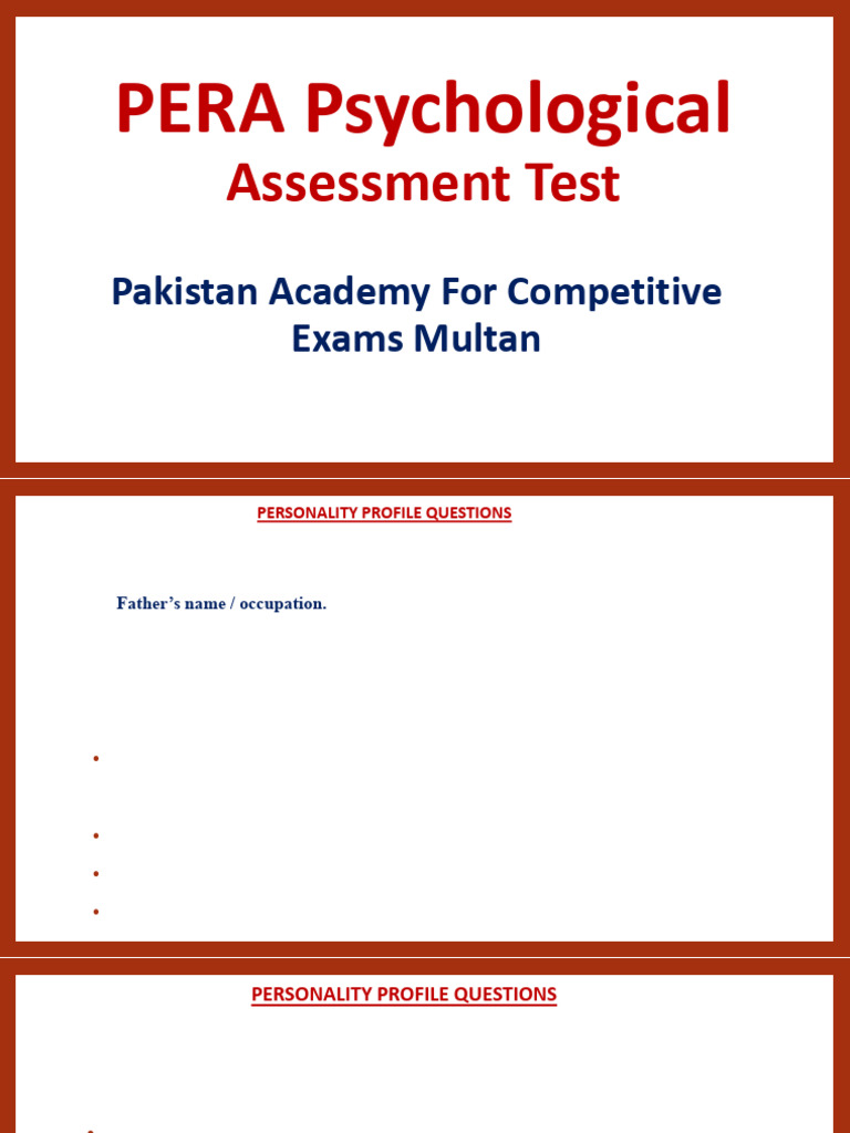 PERA Psychological Test (Pace GK Academy) | PDF