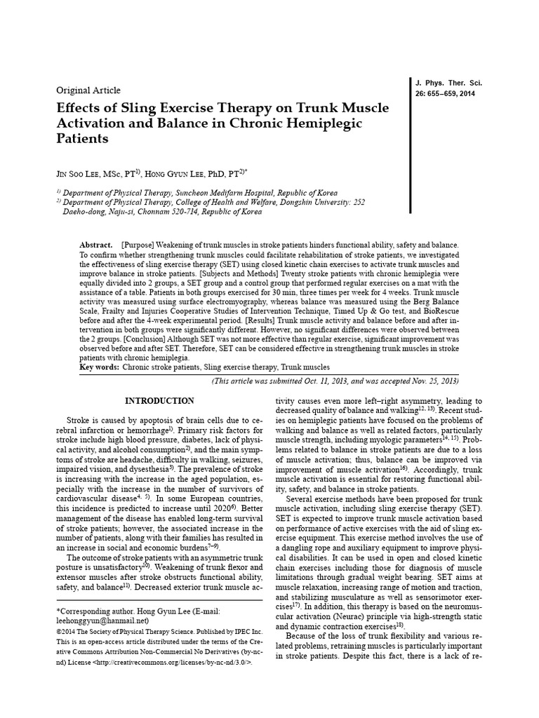 2014 - Effects of Sling Exercise Therapy On Trunk Muscle Activation and ...