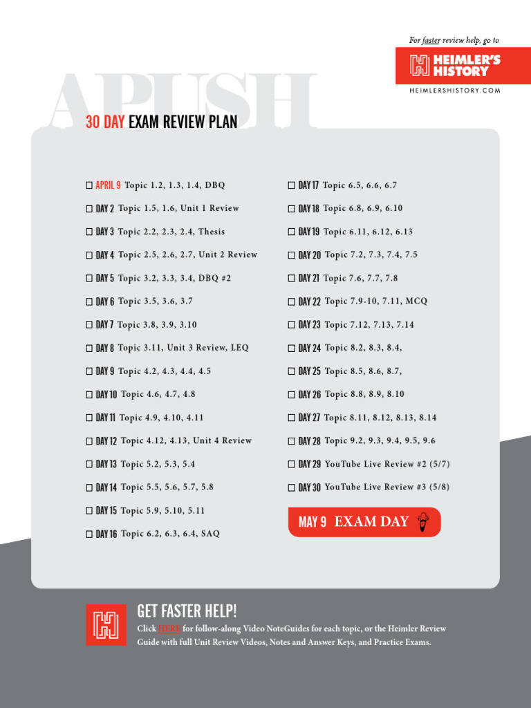 APUSH Exam Review Plan 2025 | PDF