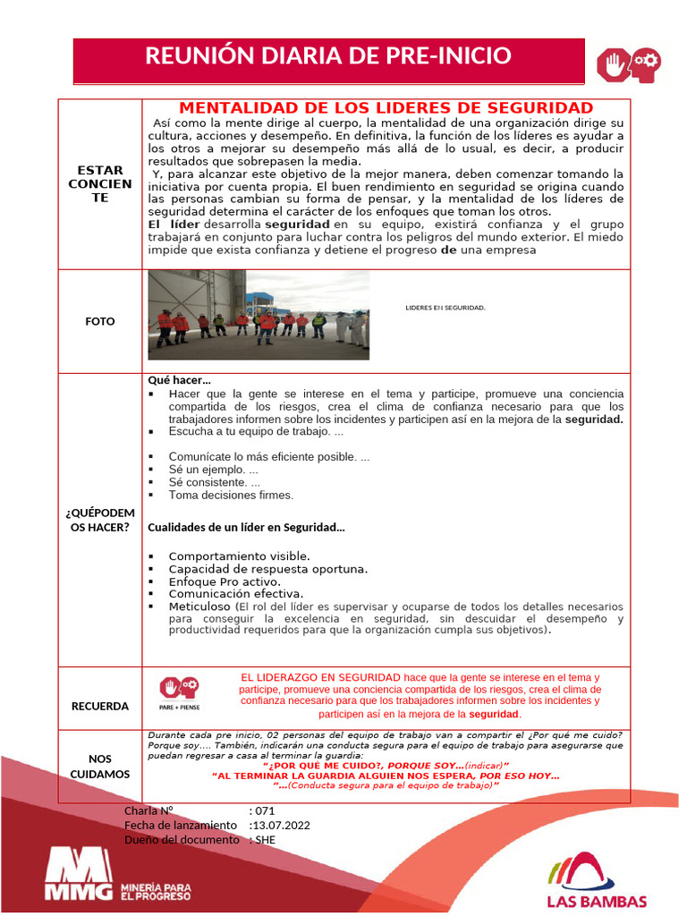 Reunión Diaria Pre-Inicio-071 | PDF | Valores | Comportamiento