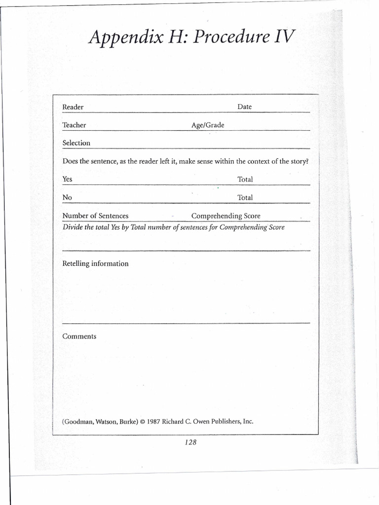Miscue Procedure IV | PDF