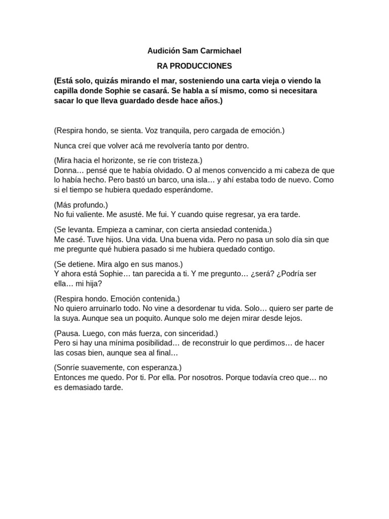 Audicion Sam Carmichael | PDF