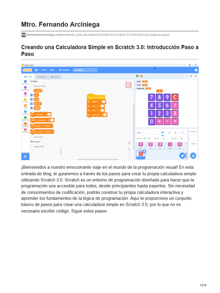 Calculadora Simple en Scratch 3.0 | PDF | Scratch (lenguaje de ...