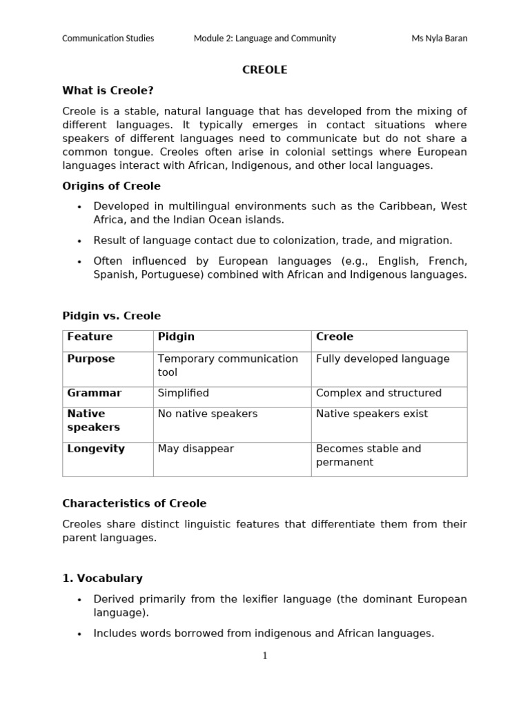 Understanding Creole Languages | PDF | English Language | Sociolinguistics