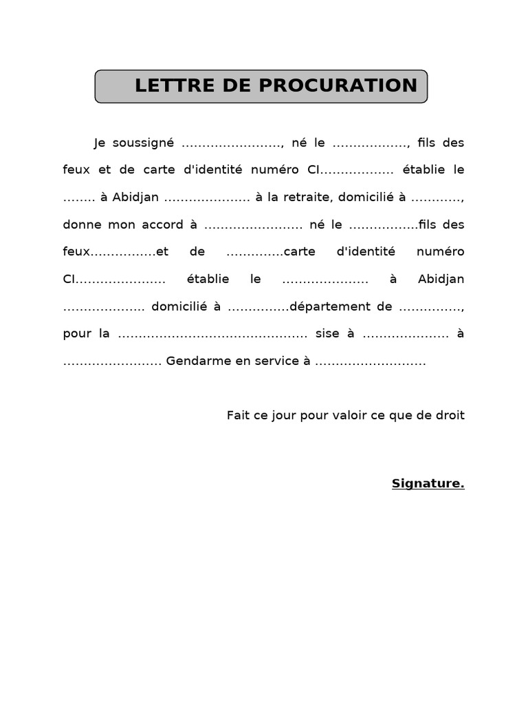 Lettre de Procuration Simple | PDF