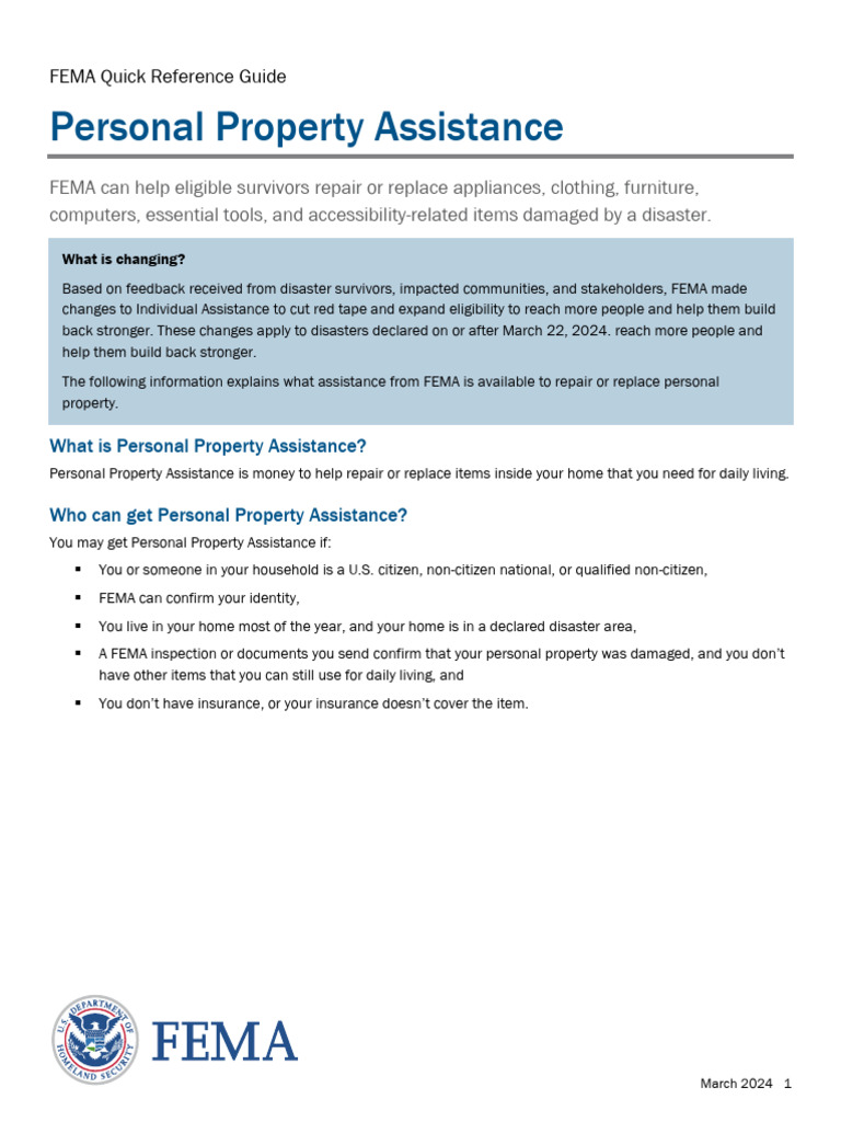 fema_ia-quick-reference_personal-property | PDF | Federal Emergency ...