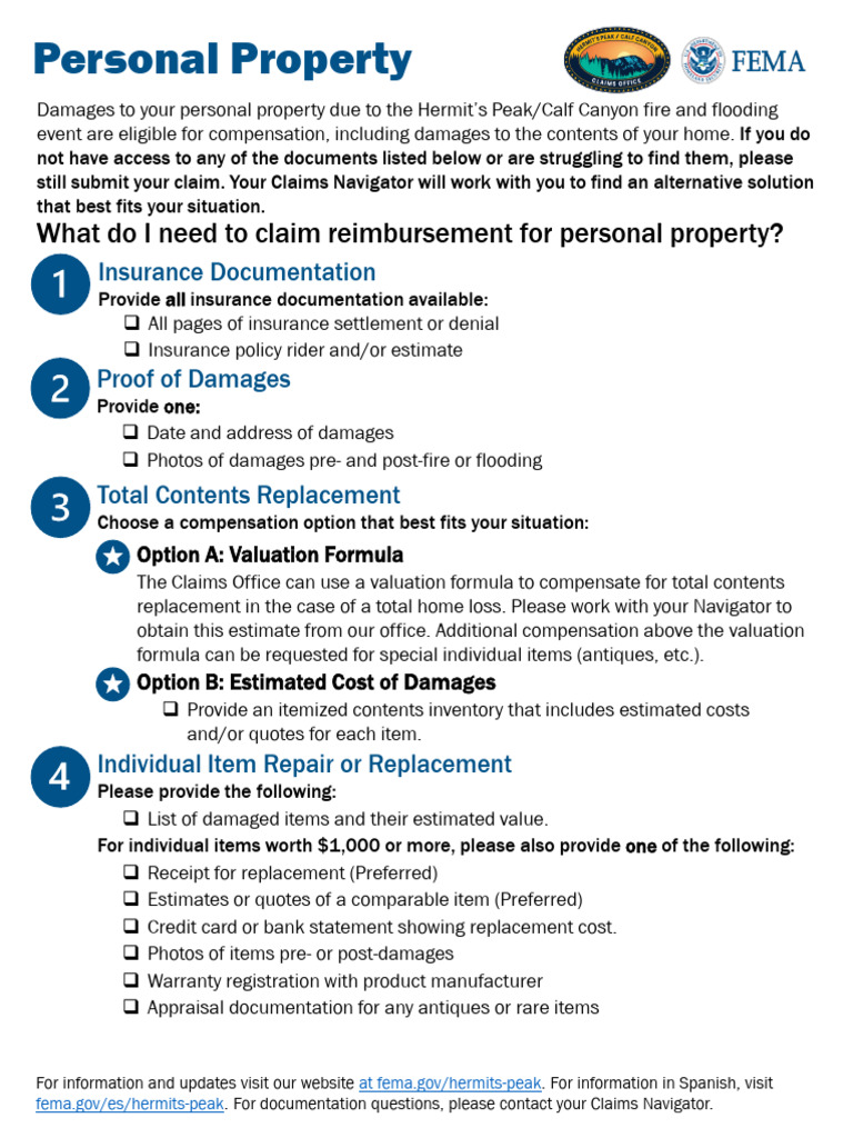Fema - HPCC Personal Property Checklist | PDF