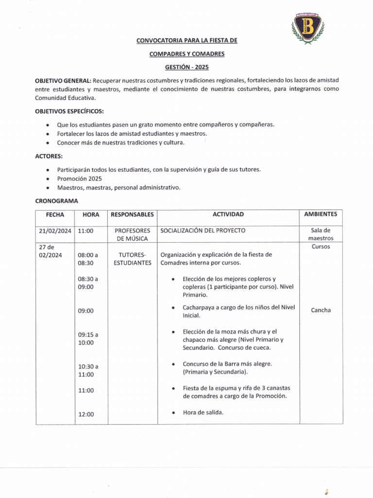 Convocatoria Compadres y Comadres 2025 | PDF