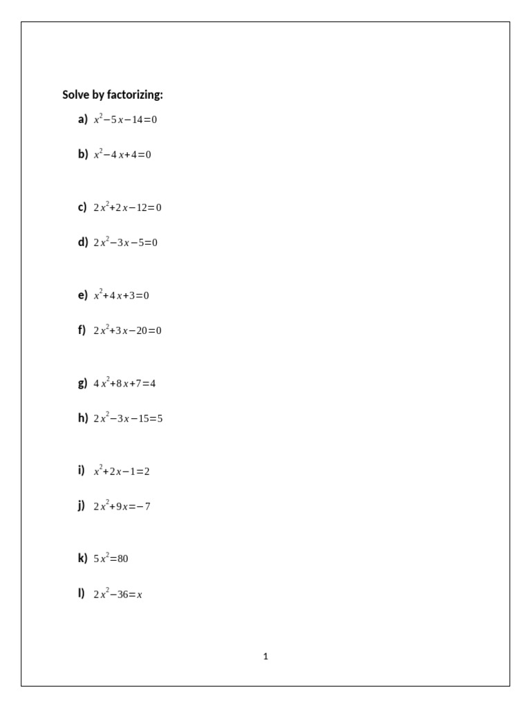 Solve by Factorizing | PDF