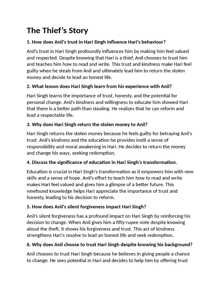 The Thief's Story | PDF