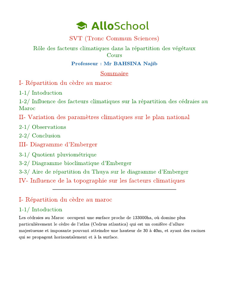 Cours 3 2 Role Des Facteurs Climatiques Dans La Repartition Des ...