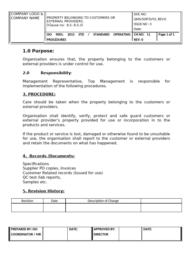 Customer Property Control Procedures | PDF