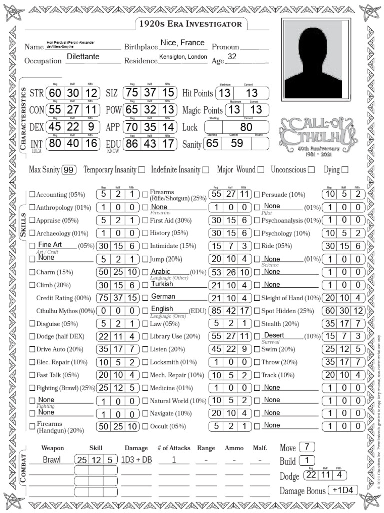 1920s Investigator Skills and Rules Guide | PDF