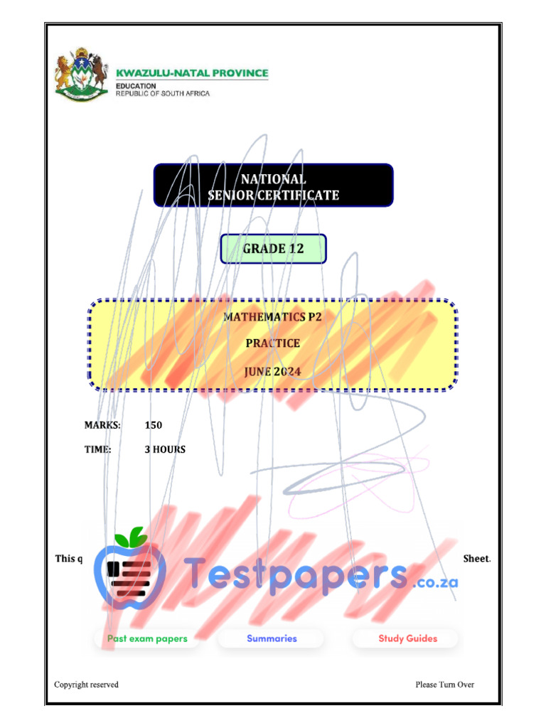 Mathematics Maths NSC Prac P2 QP May June 2024 KZN | PDF