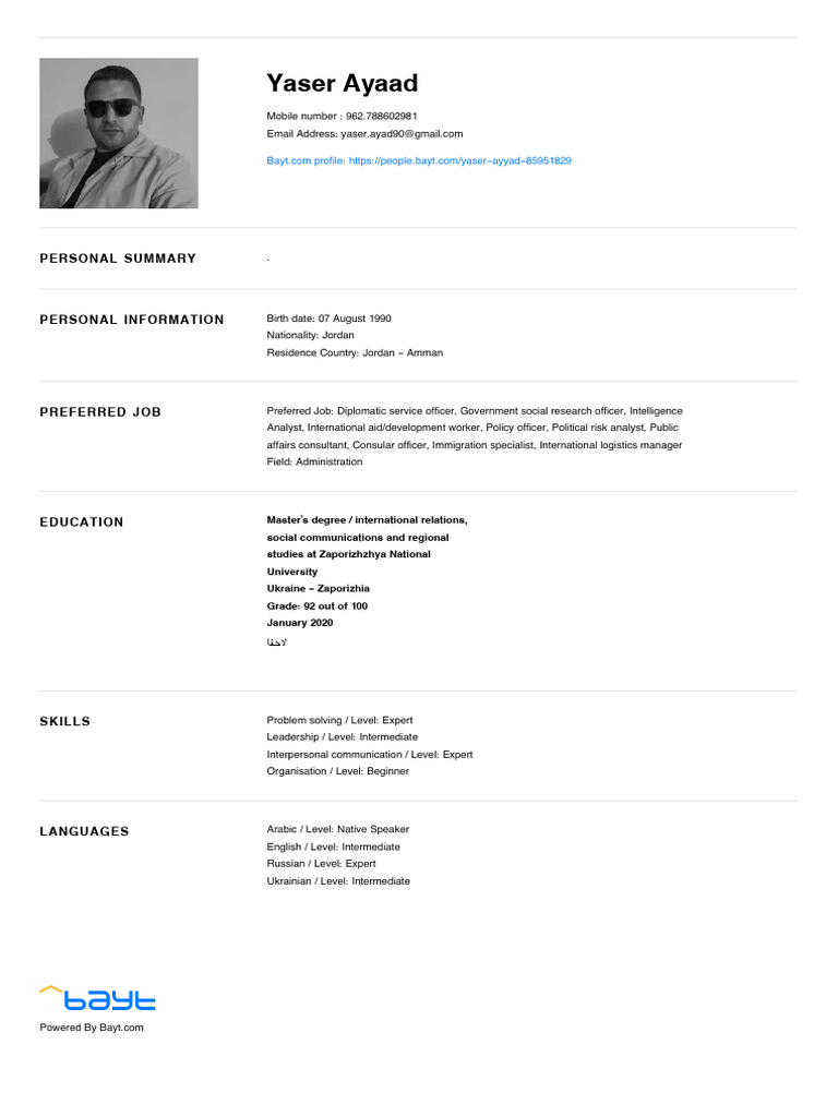 CV95069522 - Yaser Ayaad | PDF