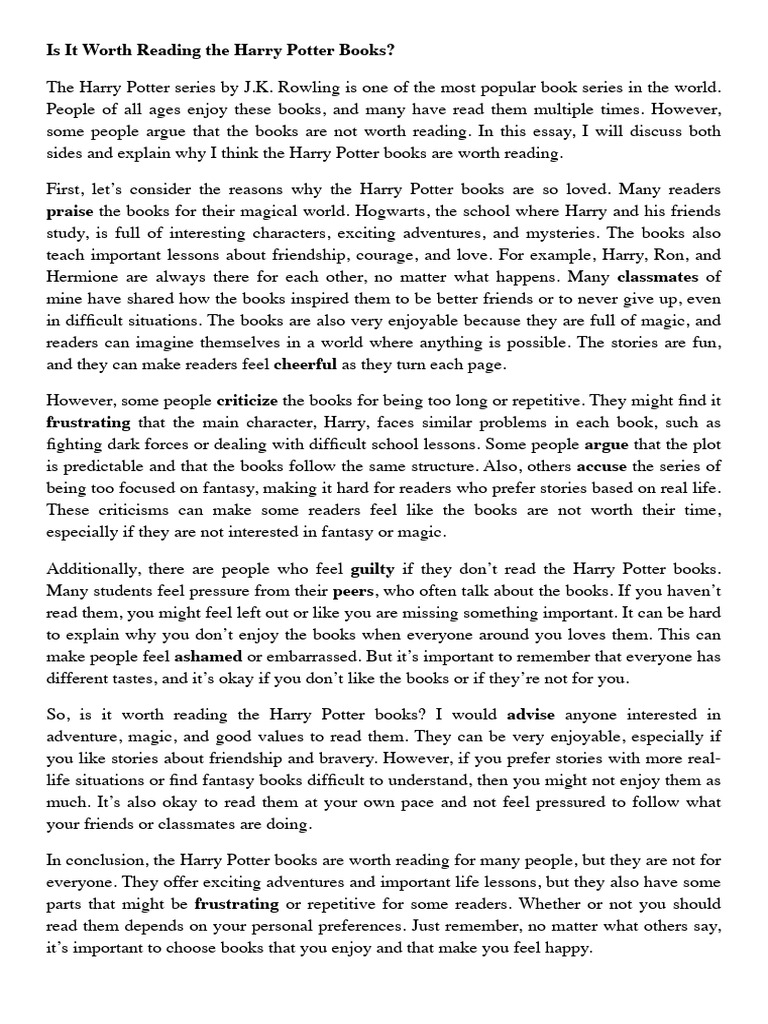 Evaluating the Harry Potter Series | PDF | Harry Potter