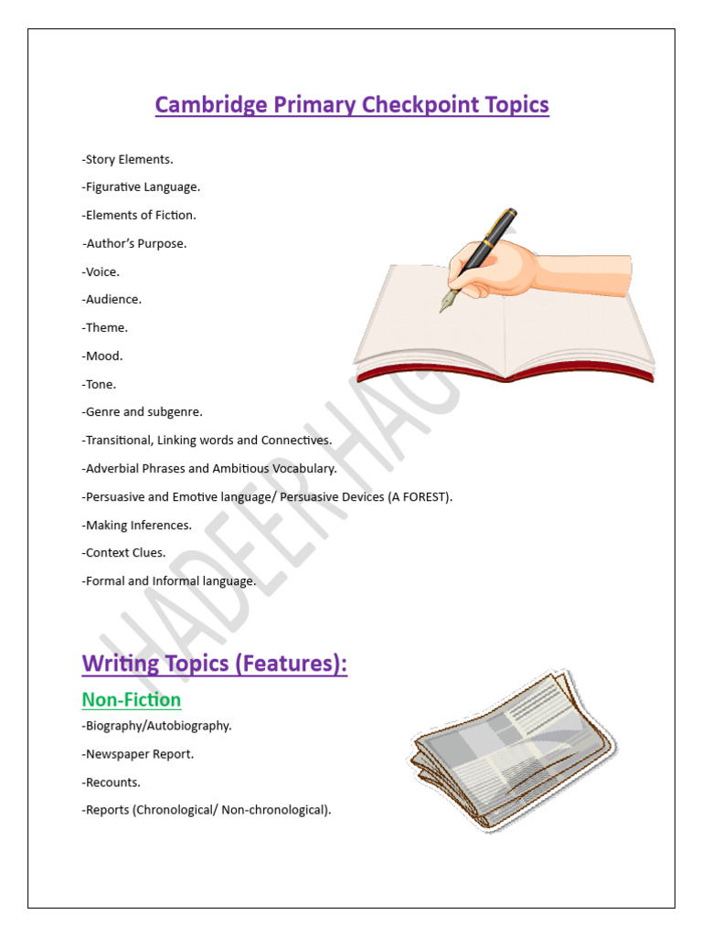 Cambridge Primary Checkpoint Writing Guide | PDF