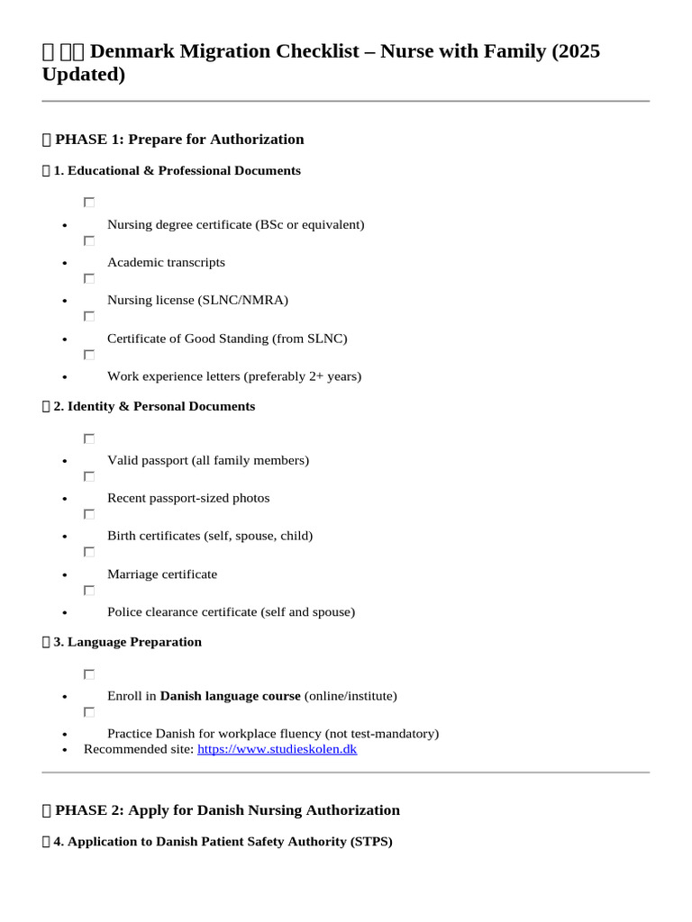 ?? Denmark Migration Checklist | PDF | Travel Visa | Denmark