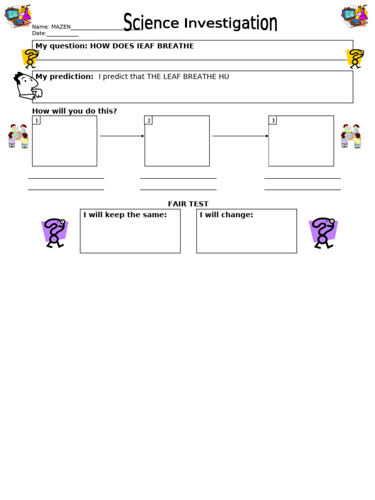 Science Investigation Sheet | PDF