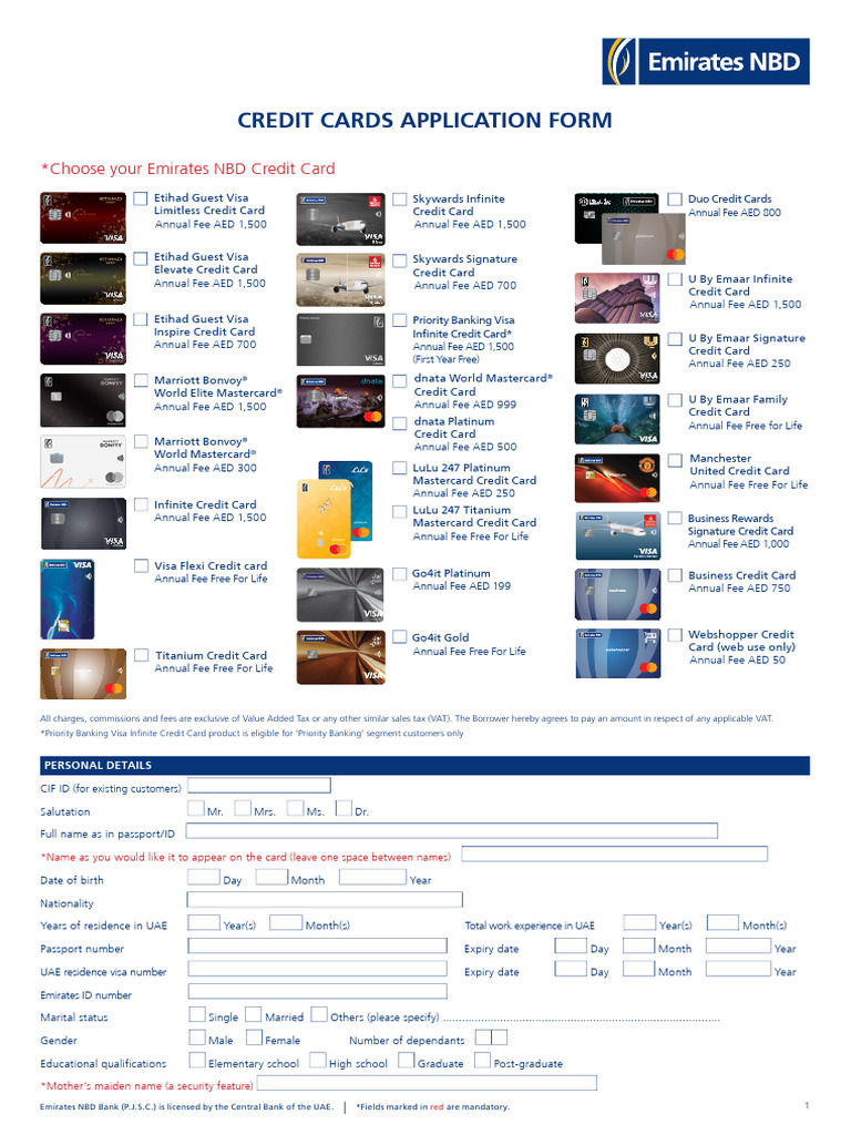 GC Card Application Form - AUH | PDF | Credit Card | Banks