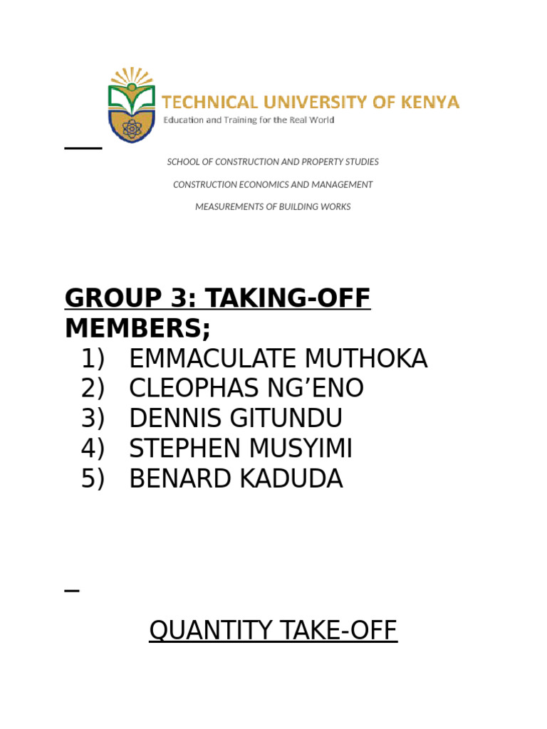 Quantity Take-Off Process in Construction | PDF | Specification ...