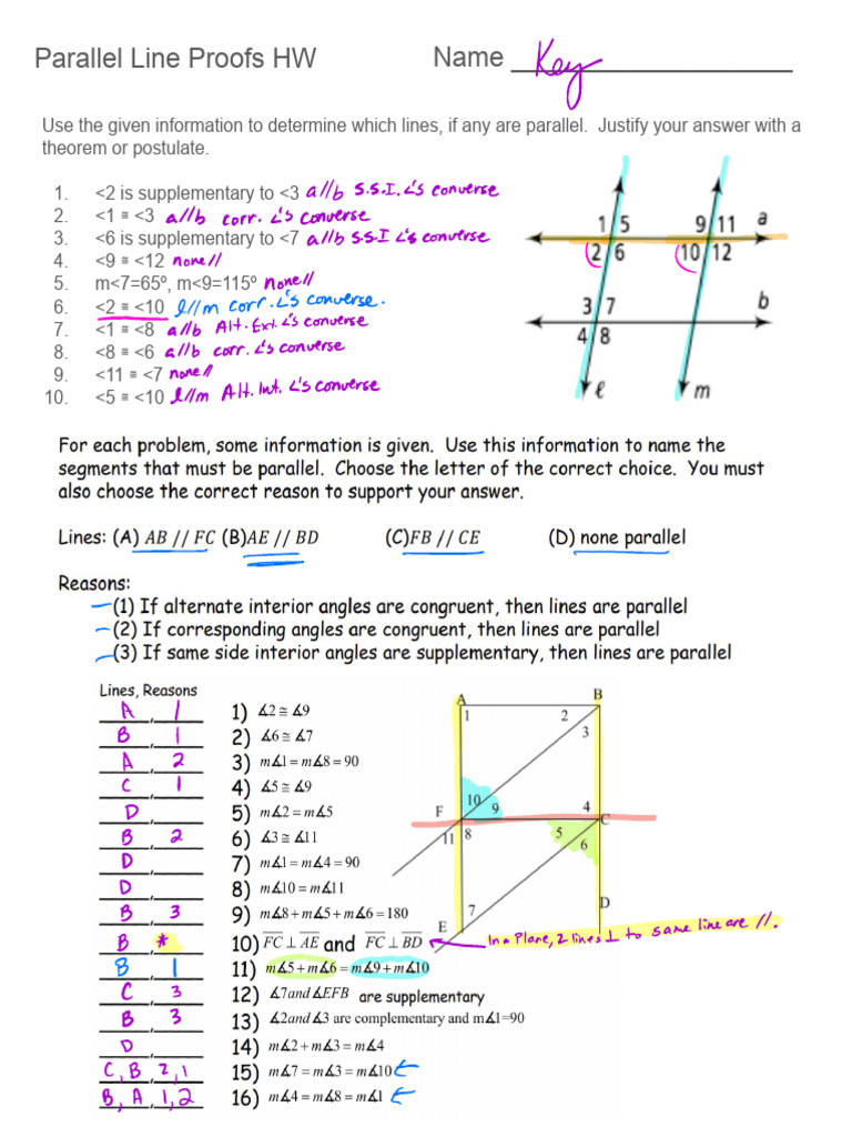 New Proving Lines Parallel HW Key | PDF | Mathematics | Mathematical Logic