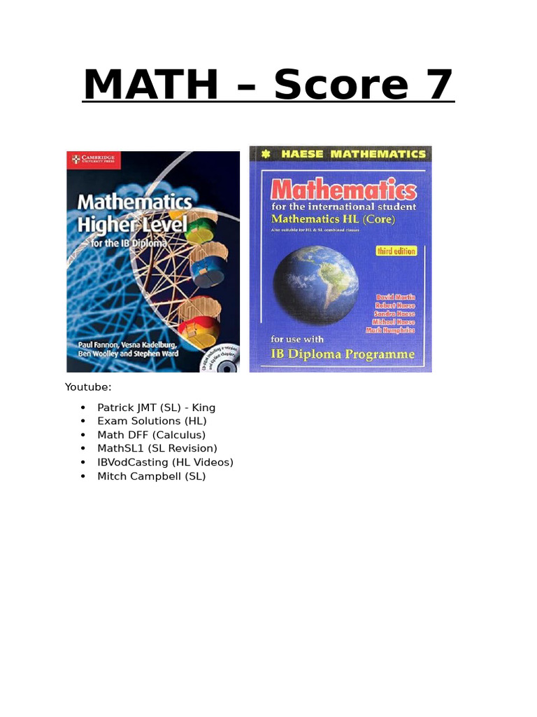 Ib HL Math | PDF