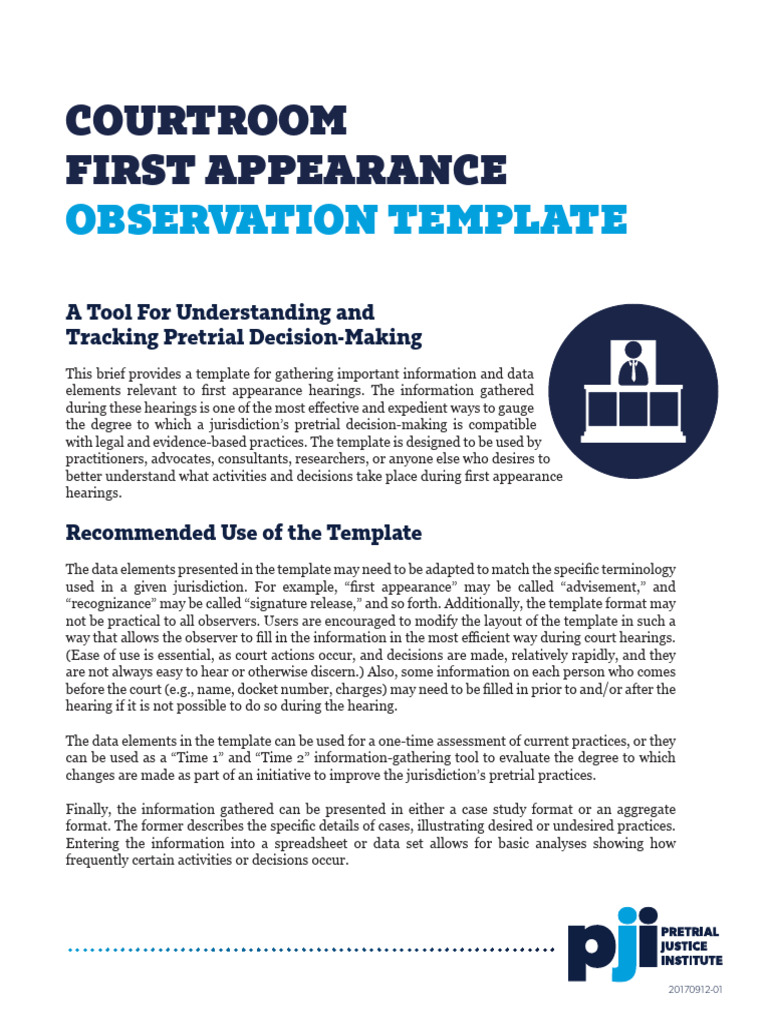 First Appearance Hearing Observation Template | PDF | Usability ...