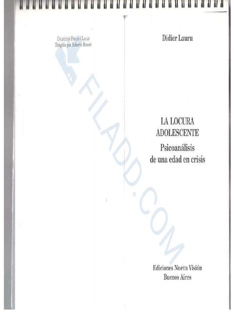 Lauru, D. La locura adolescente. Introducción. Cap I. Ap. 1, 2, 3 y 4 | PDF