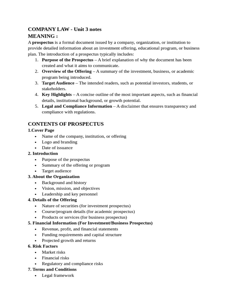 Company Law Unit 3 Notes | PDF | Preferred Stock | Stocks