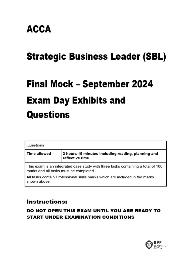 ACCA - SBL - Sept Final Mock - Qs - 2024 | PDF | Supermarket | Pension