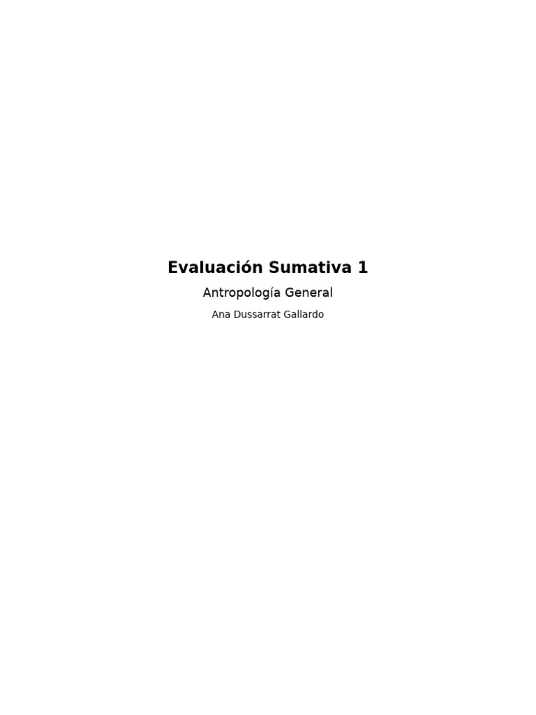Evaluación Sumativa 1 | PDF | Trabajo Social | Antropología