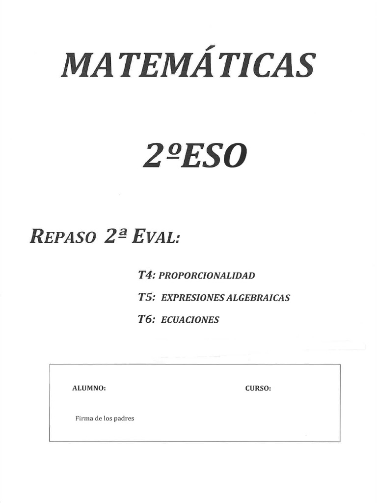 2ESO Cuadernillo Repaso 2 Eval | PDF
