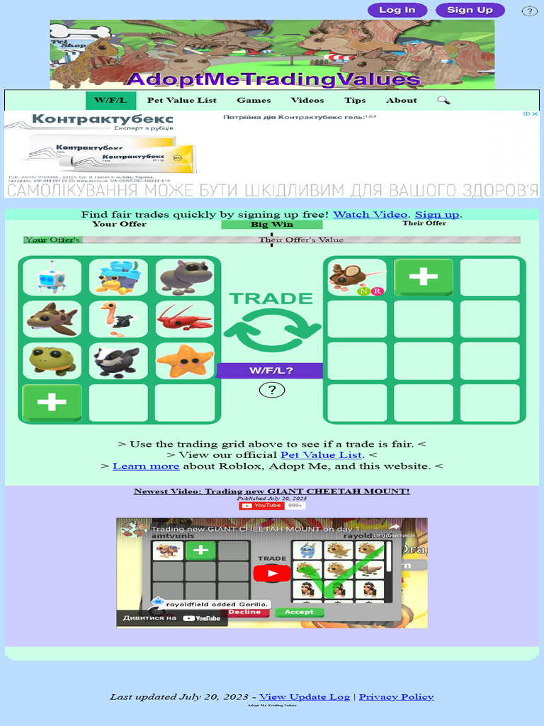 Roblox Adopt Me Trading Values - Win Fair Lose WFL 2 | PDF