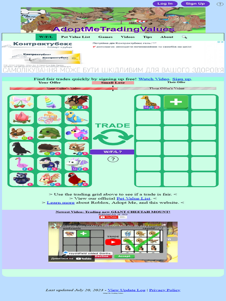 Roblox Adopt Me Trading Values - Win Fair Lose WFL | PDF