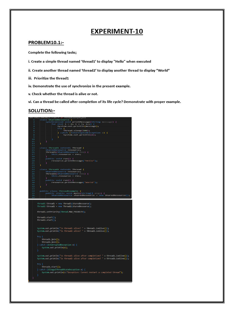 Experiment 10 Java | PDF
