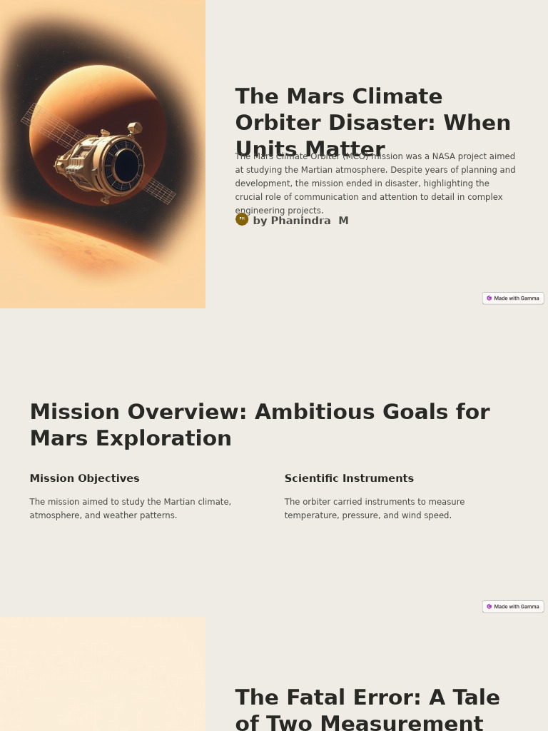 The Mars Climate Orbiter Disaster When Units Matter | PDF | Mars ...