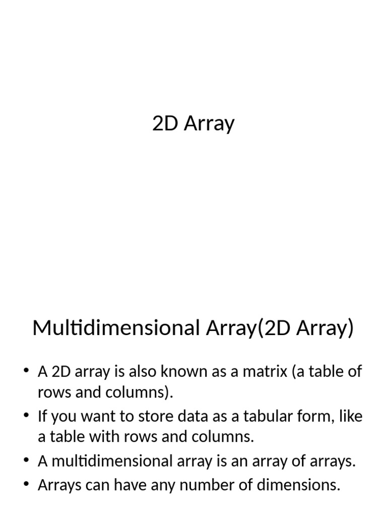 2 Dimensional Array | PDF