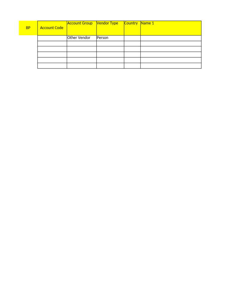 Vendor Creation Template | PDF