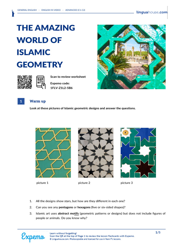 The Amazing World of Islamic Geometry American English Student C1 C2 ...