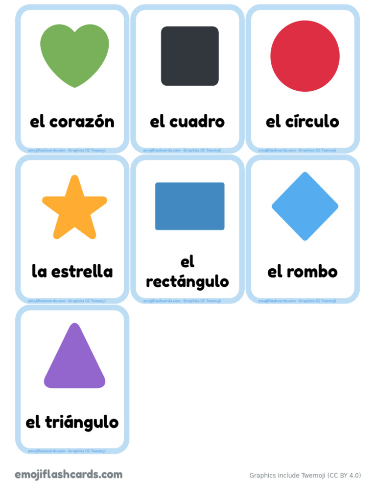 Spanish Shapes Small Letter Flashcards | PDF