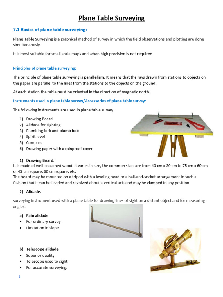 Survey Unit 7 Plane Table | PDF | Surveying | Compass
