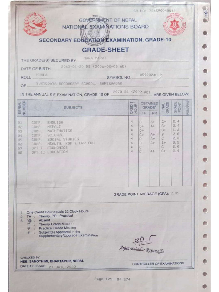 Mark Sheet | PDF