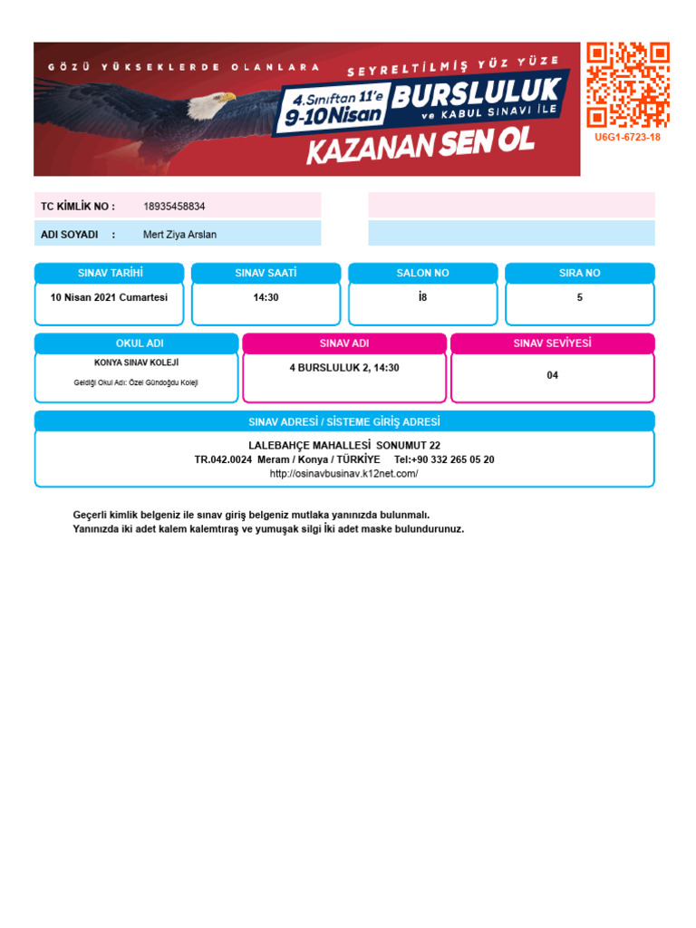 Sinav Giris Belgesi | PDF