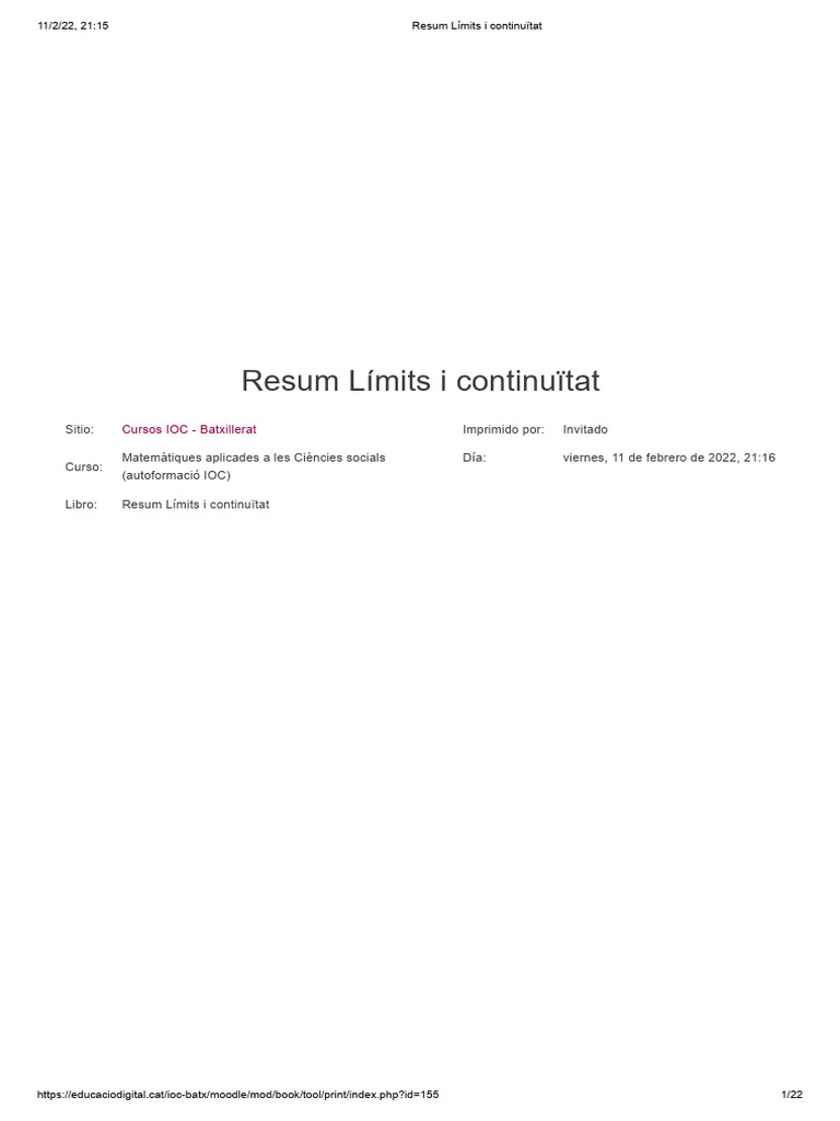 Resum Limits I Continuitat | PDF
