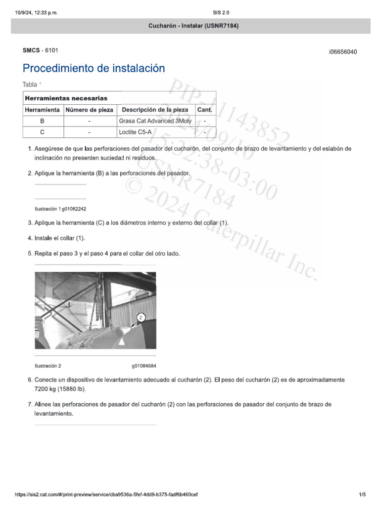 Cucharón - Instalar (USNR7184) | PDF
