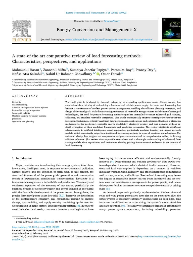 A State Of The Art Comparative Review Of Load Forecasting Methods